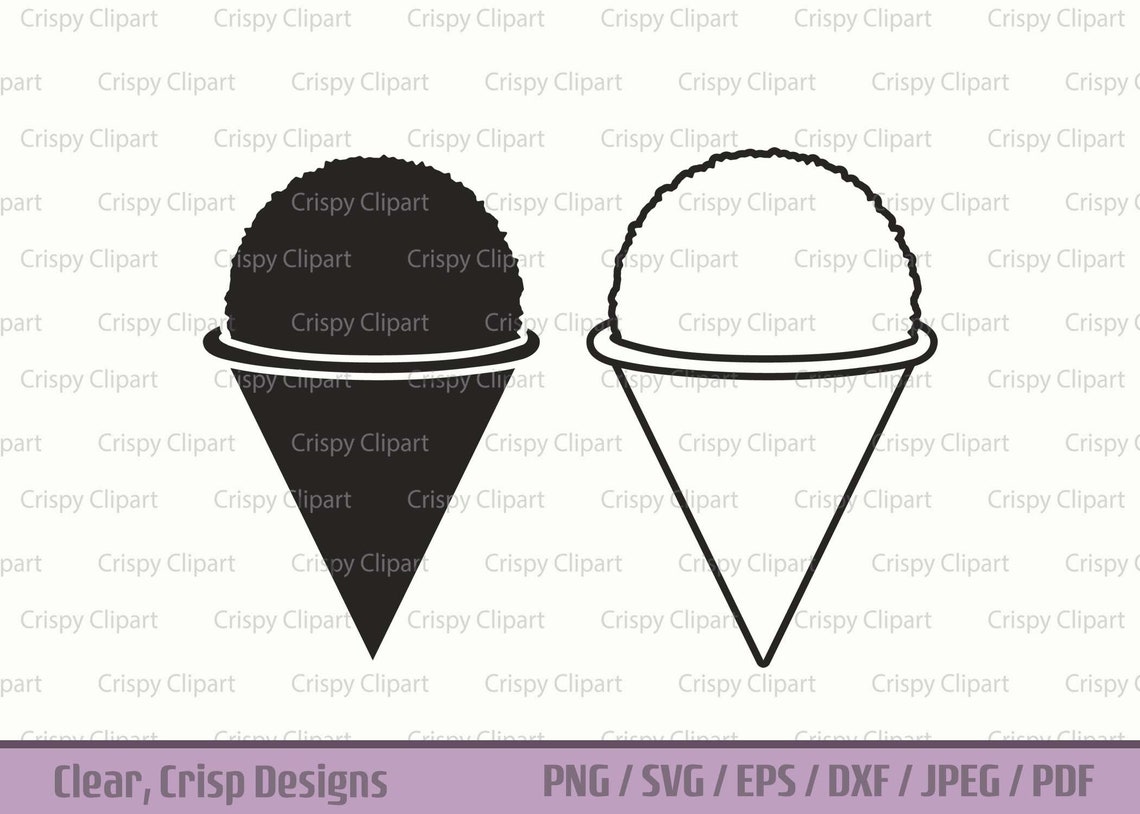 Snow Cone SVG Snow Cone Silhouette Clipart Snow Cone Outline - Etsy