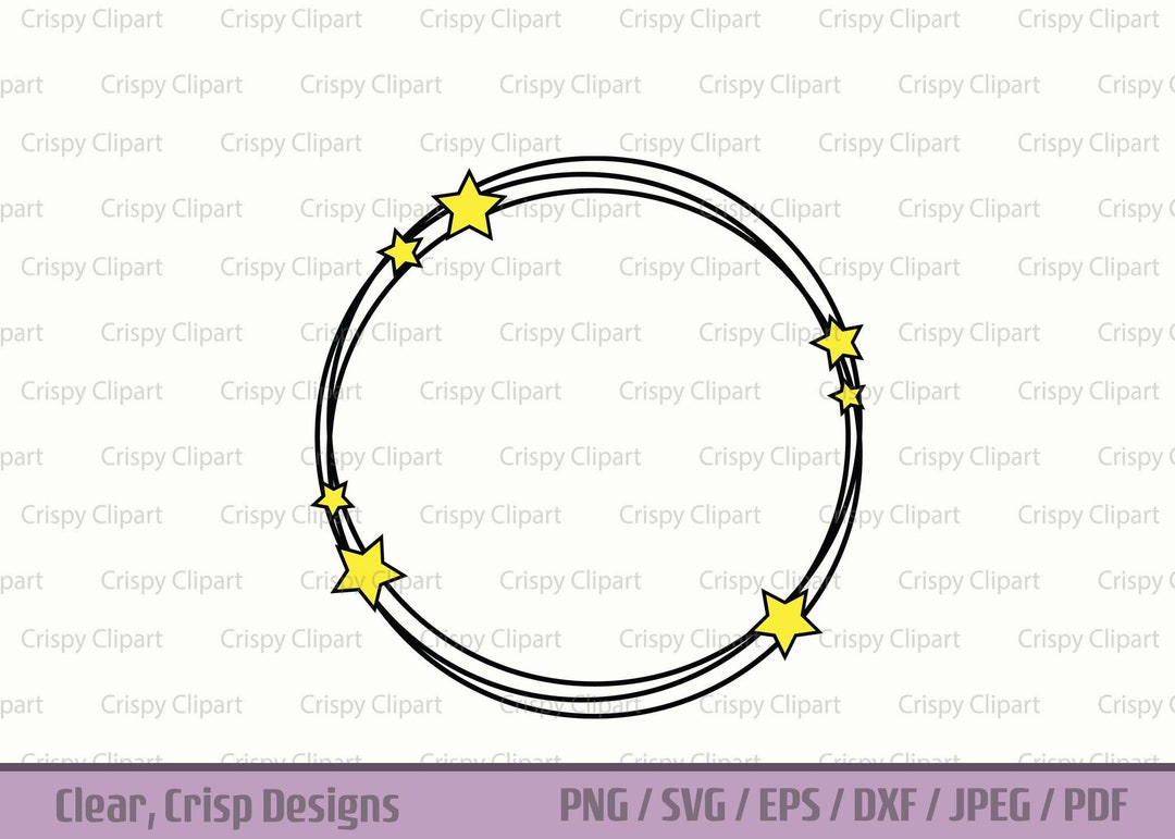 Star Frame SVG, Circle Star Border Clipart, Three Circle Frame With ...