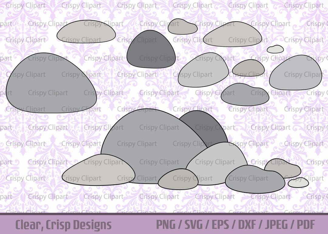 Rocks and Stones SVG Bundle, Grey Beach Rocks Clipart, Smooth Stones ...