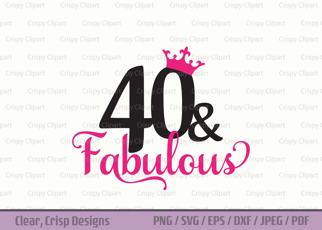 40th Birthday Quote SVG Cut File, 40 and Fabulous With Crown Queen ...