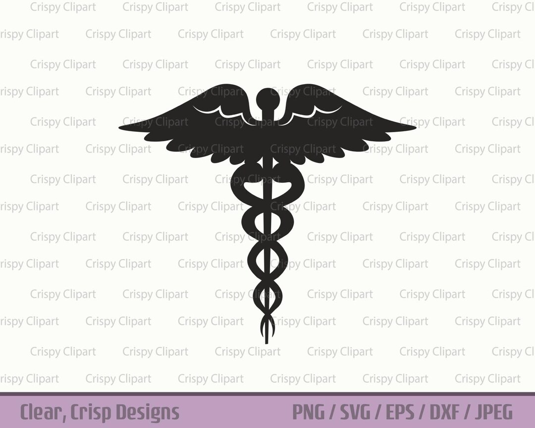 Caduceus SVG, Staff of Hermes, Two Serpents With Wings Vector Art ...