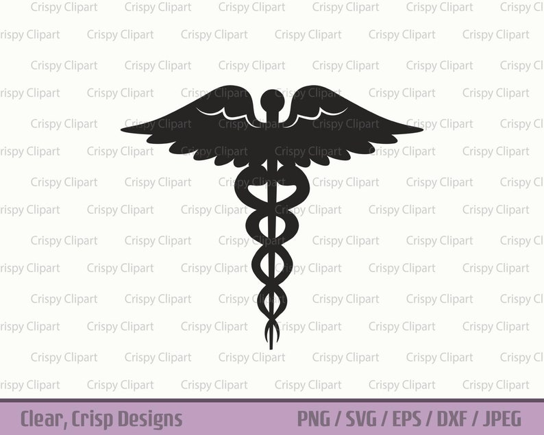 Caduceus SVG, Staff of Hermes, Two Serpents With Wings Vector Art ...