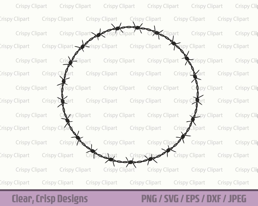 Barbed Wire Circle Frame Clipart, Circular Wreath Vector Art, Barb Wire ...