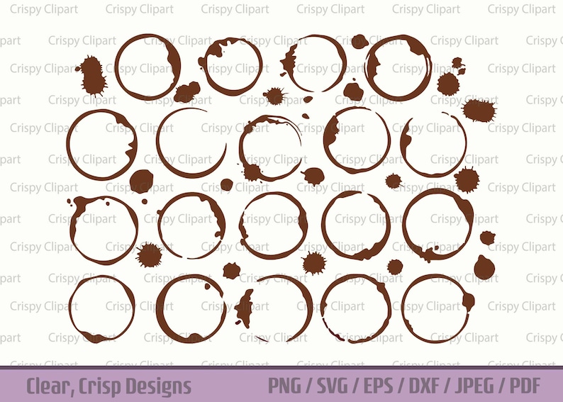Coffee Rings SVG Coffee Spills and Drips Cut File Drink Stains Vector ...