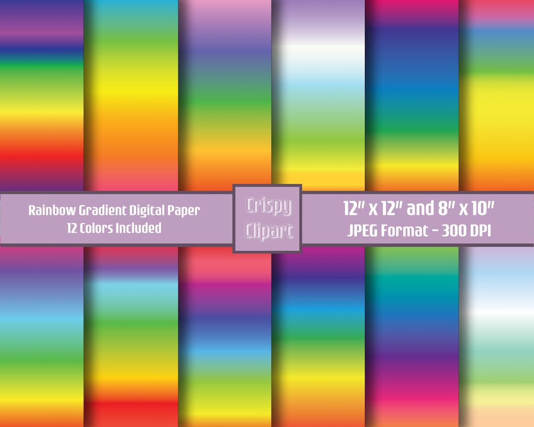 Rainbow Gradient Digital Scrapbooking Paper Color Spectrum Metallic ...