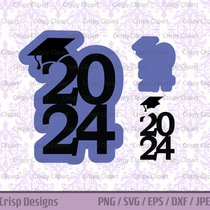 Graduation Year 2024 Clipart, Layered Cake Topper SVG Cut File 2024 ...