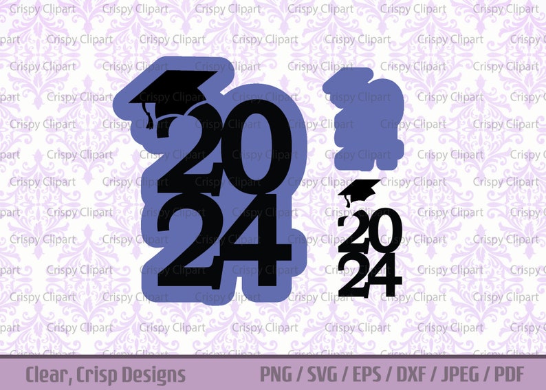 Año de graduación 2024 Clipart, Topper de pastel en capas SVG Cut File ...