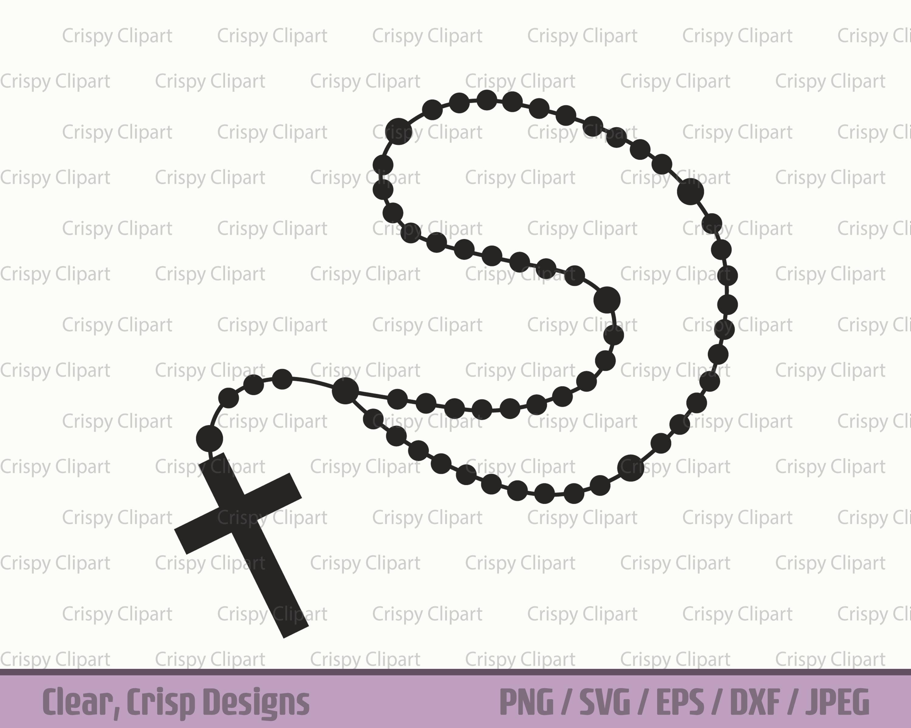 Rosary Beads Silhouette Layered SVG, Holy Rosary Vector Art, Religious ...