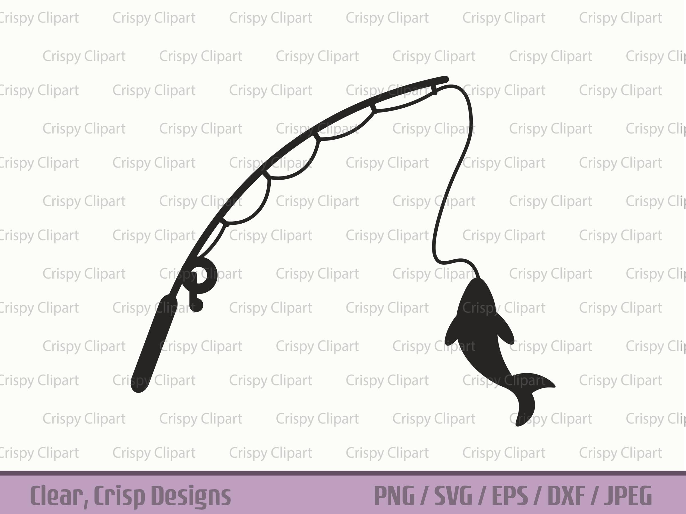Fishing Rod Silhouette Clipart, Fishing Cut File, Fishing Rod Vector ...