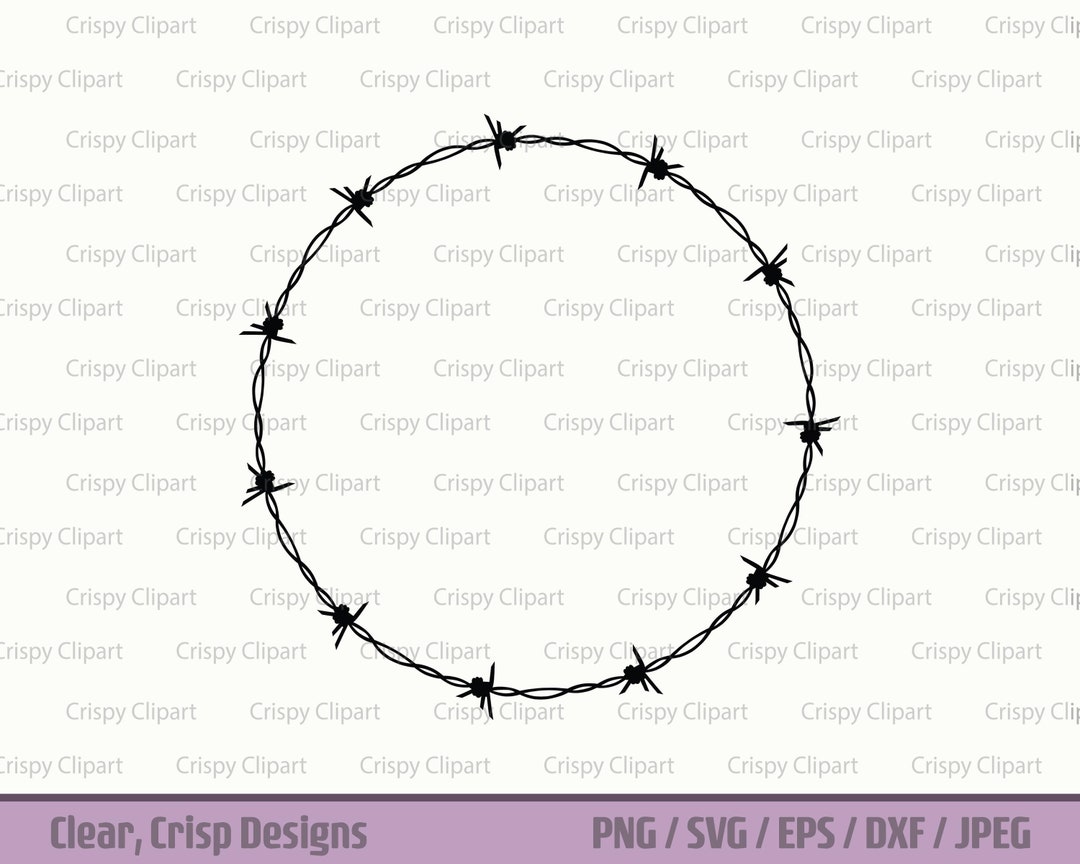 Barb Wire Circle Frame Clipart, Circular Wreath Vector Art, Barbed Wire ...