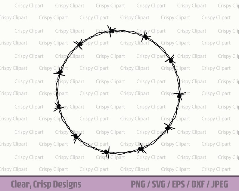 Barb Wire Circle Frame Clipart, Circular Wreath Vector Art, Barbed Wire ...