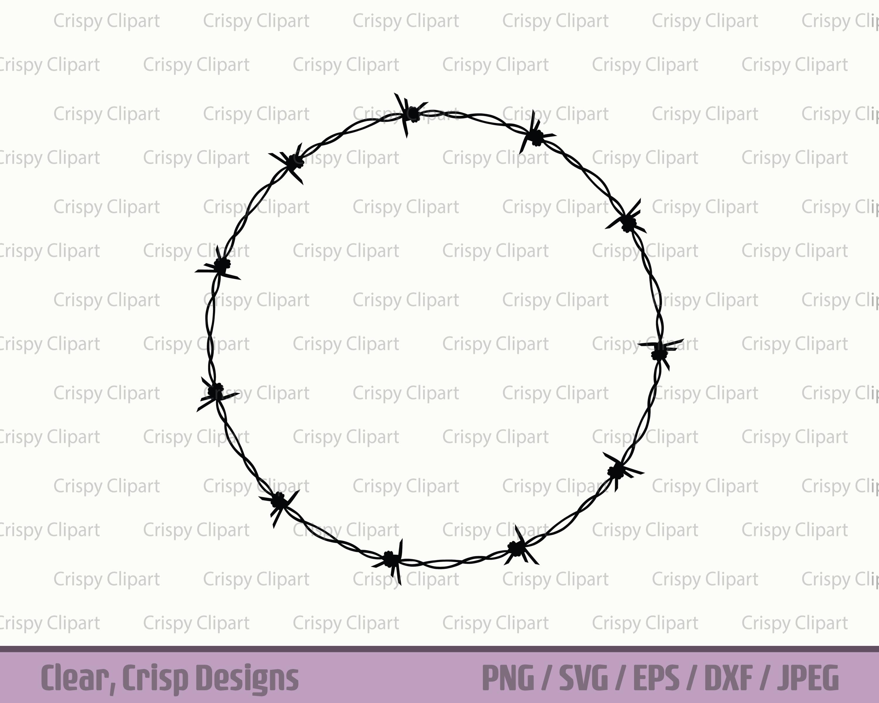 Barb Wire Circle Frame Clipart, Circular Wreath Vector Art, Barbed Wire ...