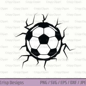 Soccer Ball Clipart, Soccer Ball in the Wall SVG, Soccer Vector Art ...