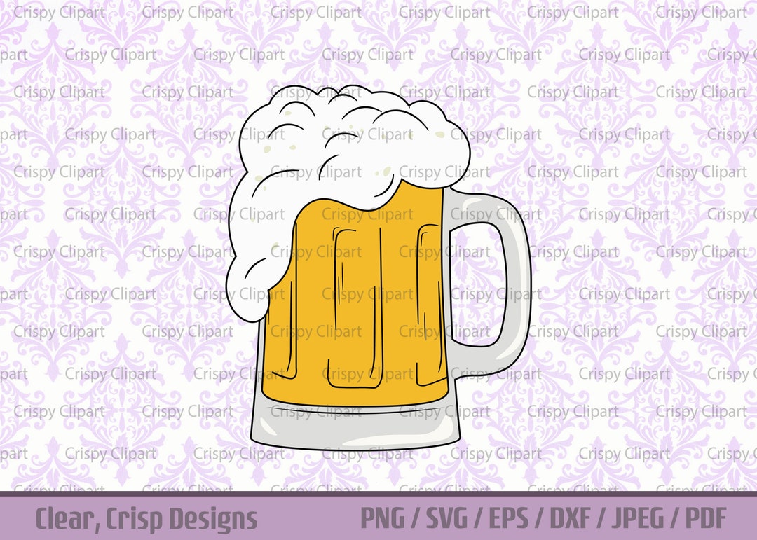 Beer Mug With Foam SVG, Beer Pint Clipart Cut File, Beer Mug Outline ...