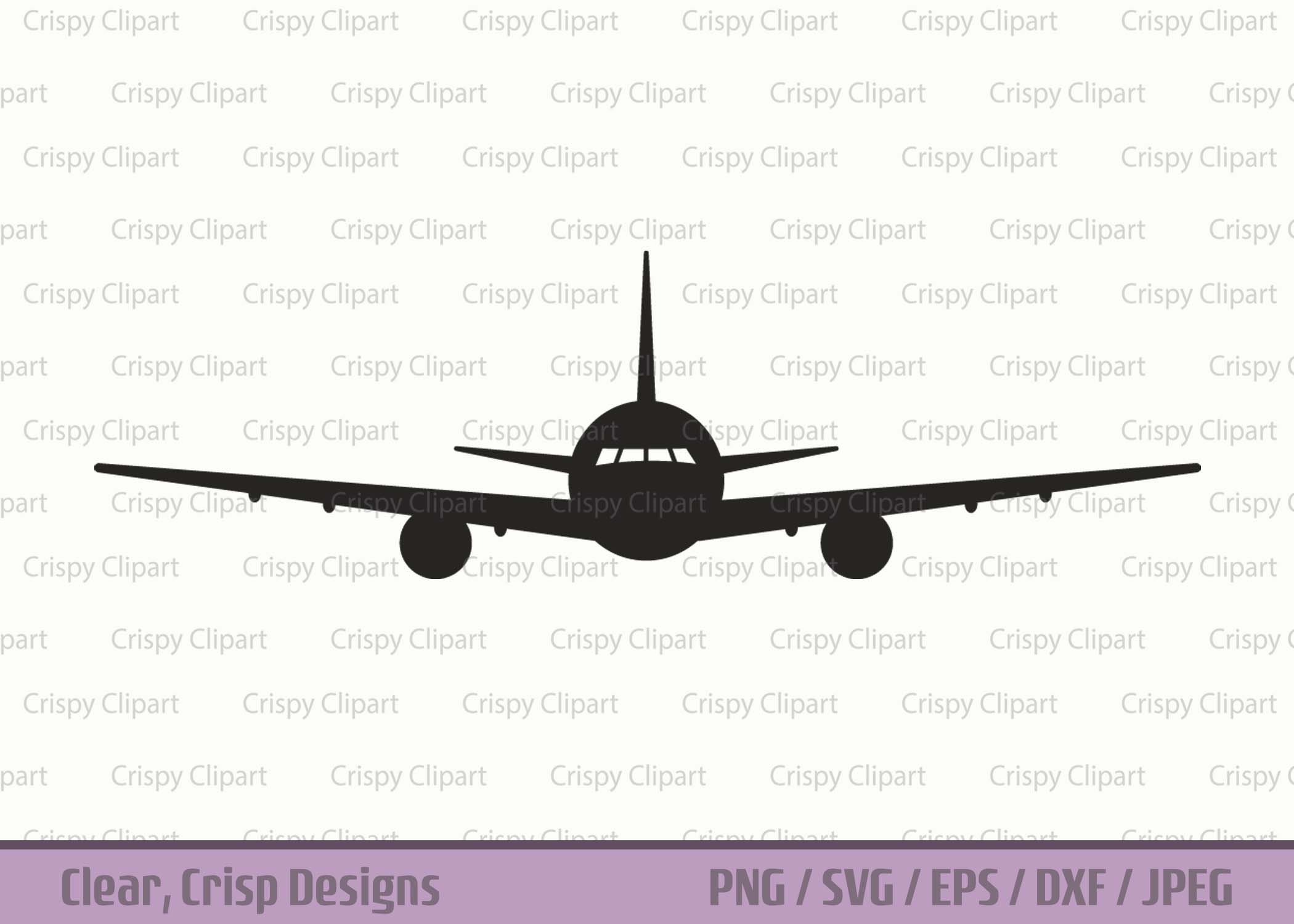 Flying Airplane SVG Cut File Airplane Front View Clipart - Etsy