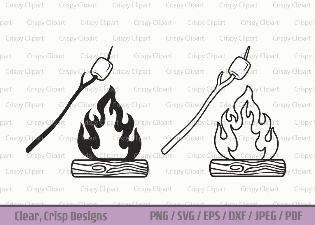 Campfire and Marshmallows on a Stick SVG, Camping Clipart, Roasting ...