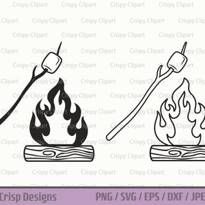 Campfire and Marshmallows on a Stick SVG, Camping Clipart, Roasting ...