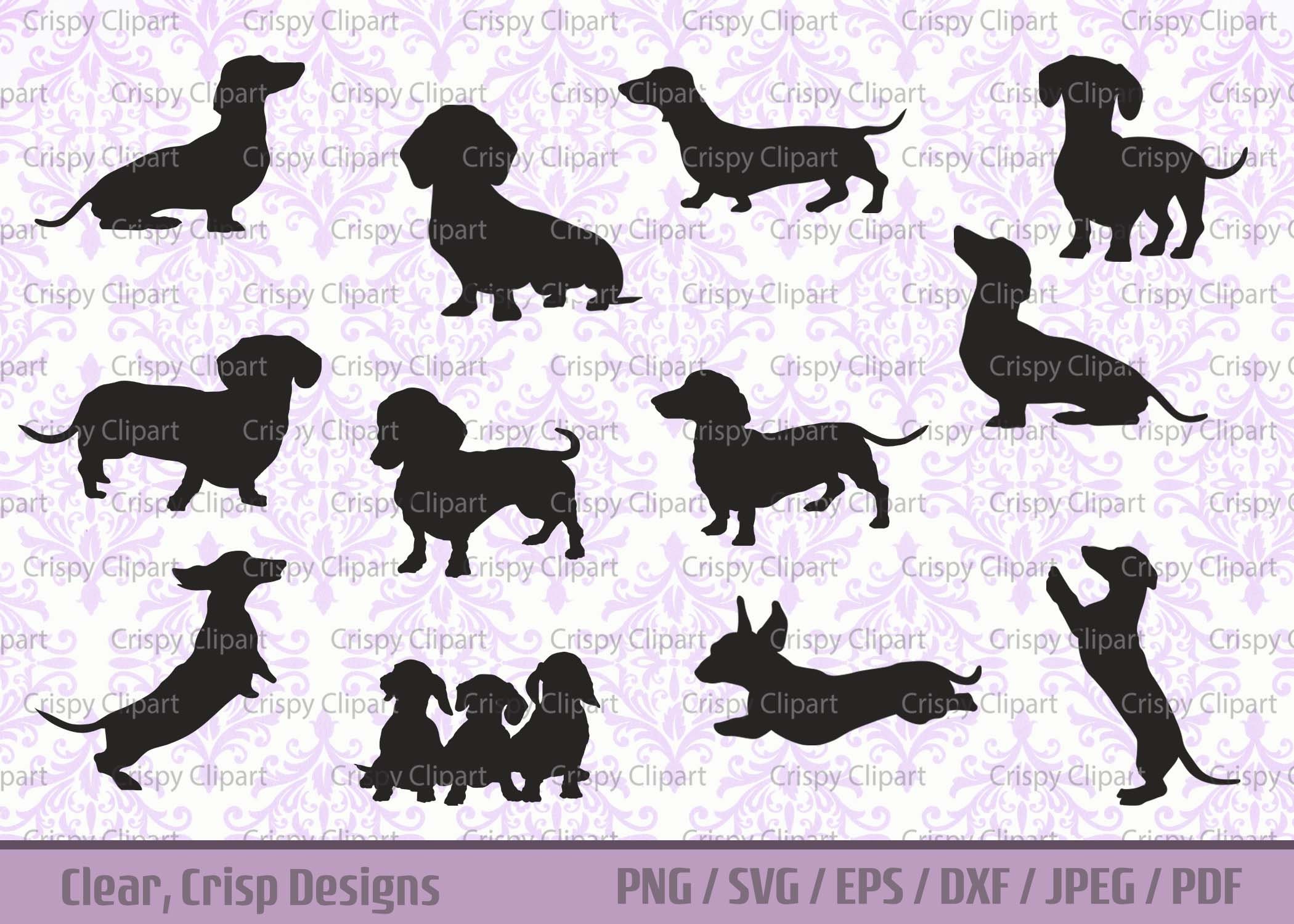 Dachshund SVG Bundle, Cute Dachshund Silhouette Clipart, Small Short ...