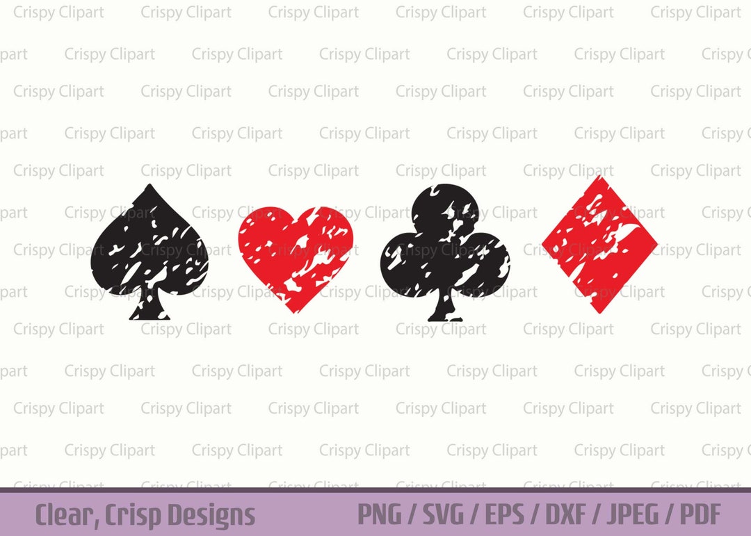 Distressed Poker Suits SVG, Poker Card Symbols Clipart, Gambling Cut ...