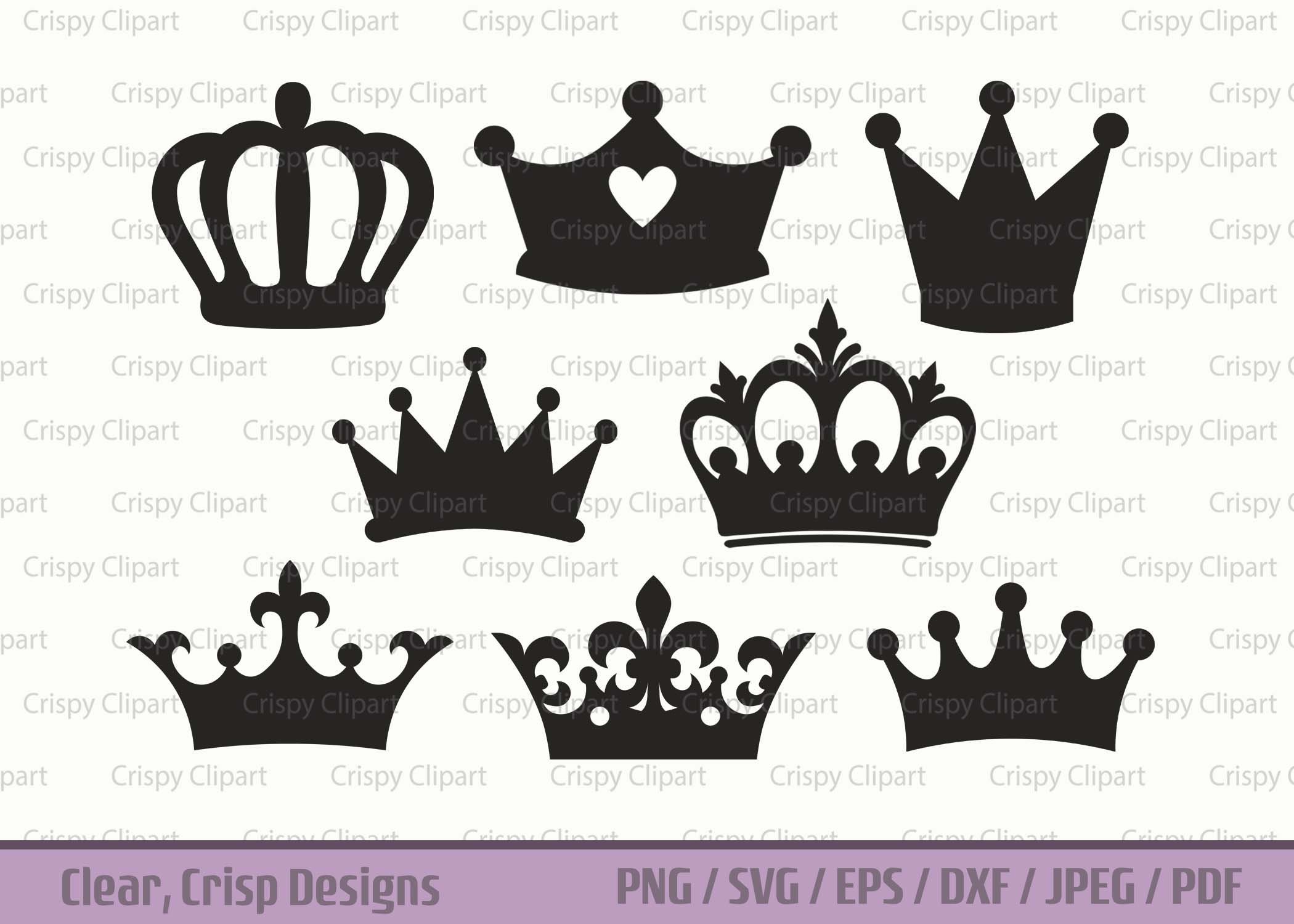Crown SVG Bundle, Royal Princess Crowns Vector Art, Queen Crown Clipart ...