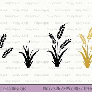 Wheat Clipart SVG, Grain Silhouette Cut File, Wheat Grass, Wheat Spray ...