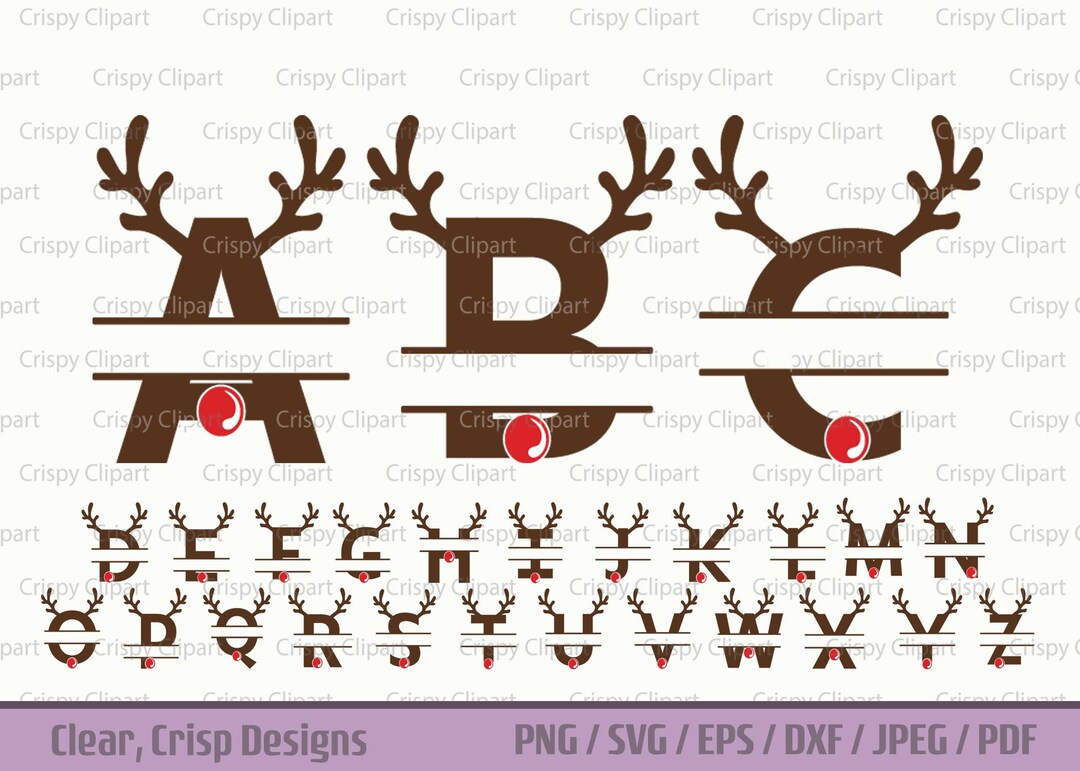 Reindeer Monogram SVG, Christmas Split Personalized Name Monogram ...