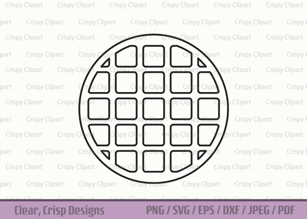 Waffle Outline Clipart, Round Waffle SVG Cut File, Transparent Circle ...