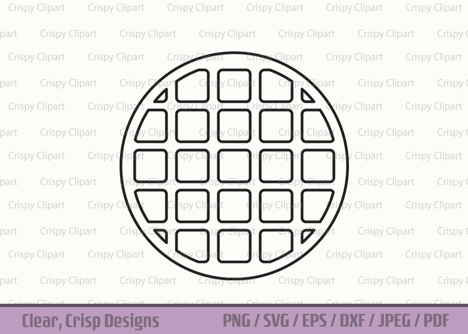 Waffle Outline Clipart Round Waffle SVG Cut File Transparent - Etsy Canada