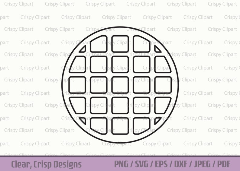 Waffle Outline Clipart Round Waffle SVG Cut File Transparent - Etsy Canada
