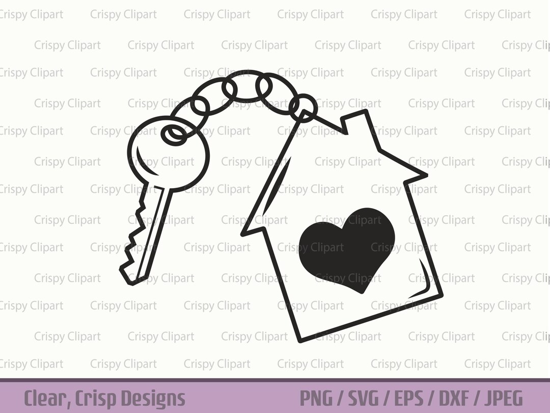House With Heart Clipart, Keychain Vector Art, House Heart With Key ...