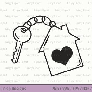 House With Heart Clipart, Keychain Vector Art, House Heart With Key ...