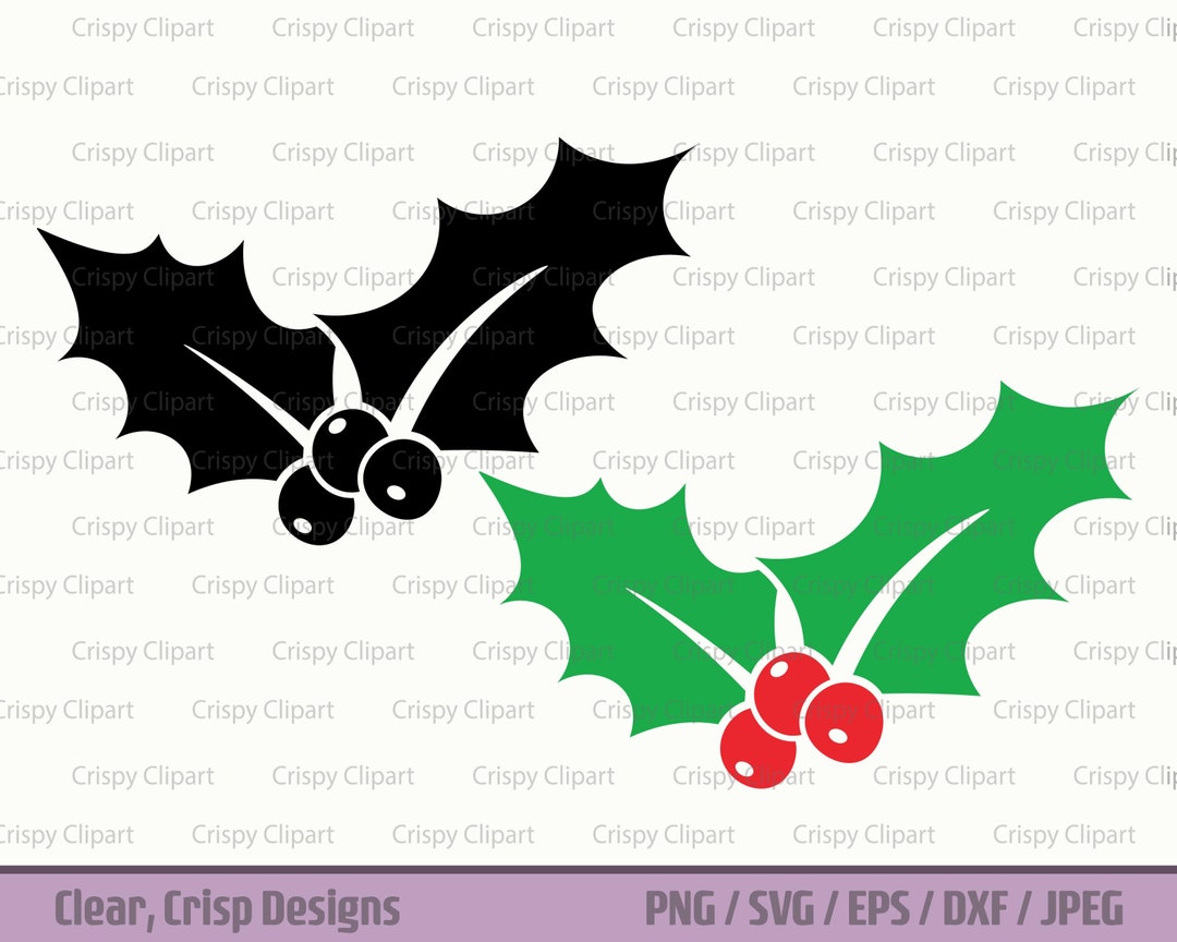 Christmas Holly SVG, Holly Silhouette Clipart, Winter Plants Vector Art ...