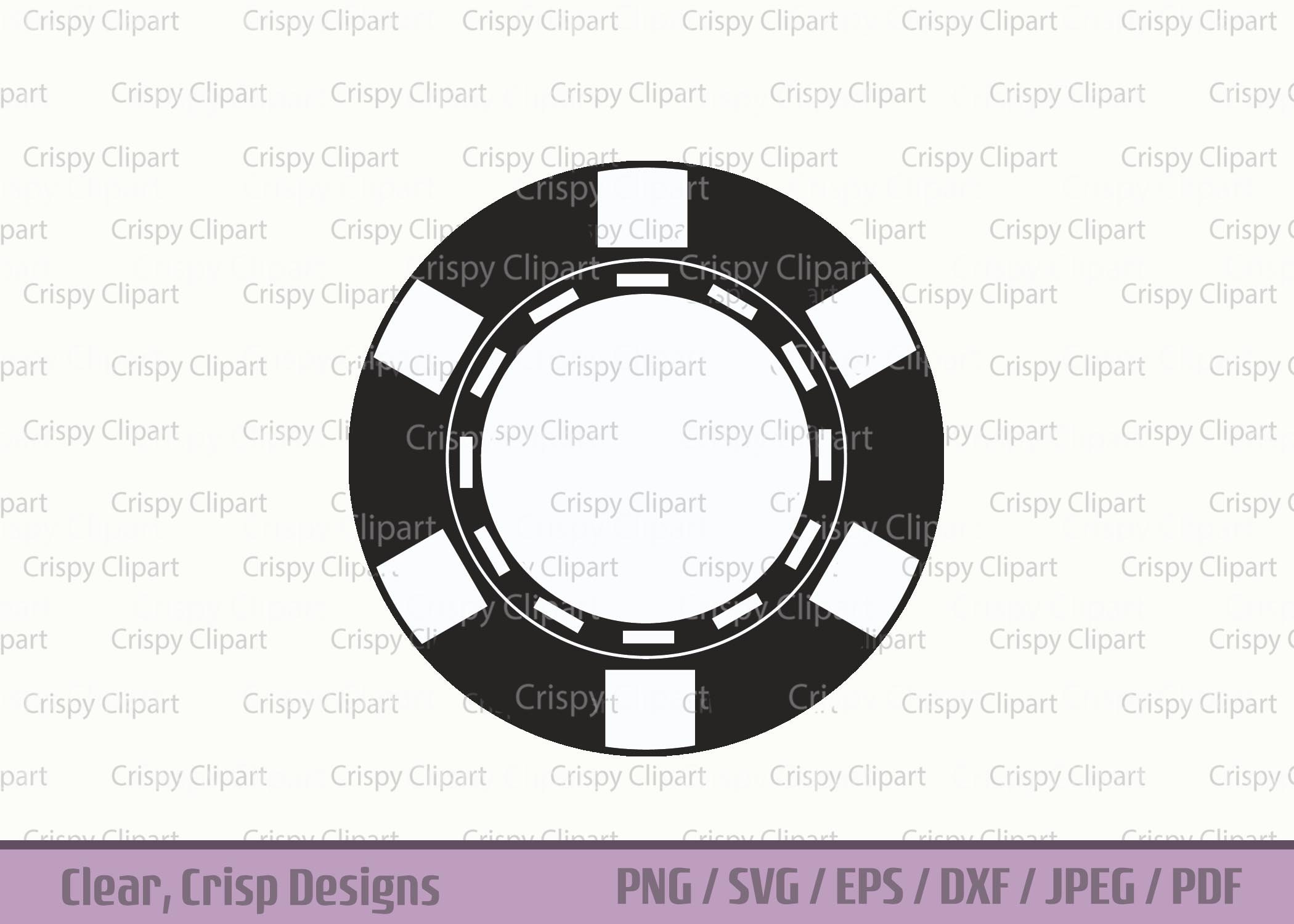 Casino Coin SVG, Black Casino Chip Clipart, Poker Playing Chip Cut File ...