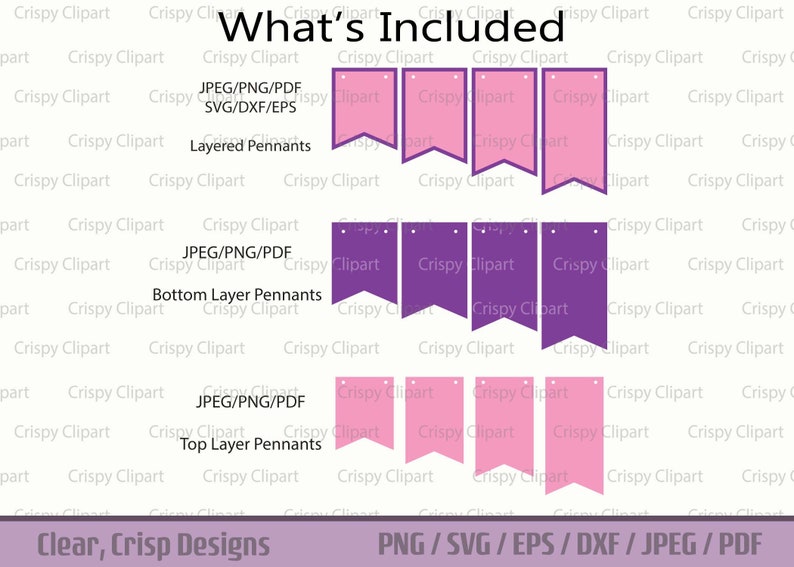 Layered Banner Pennants SVG, Banner Flag Cut File, Birthday Party ...