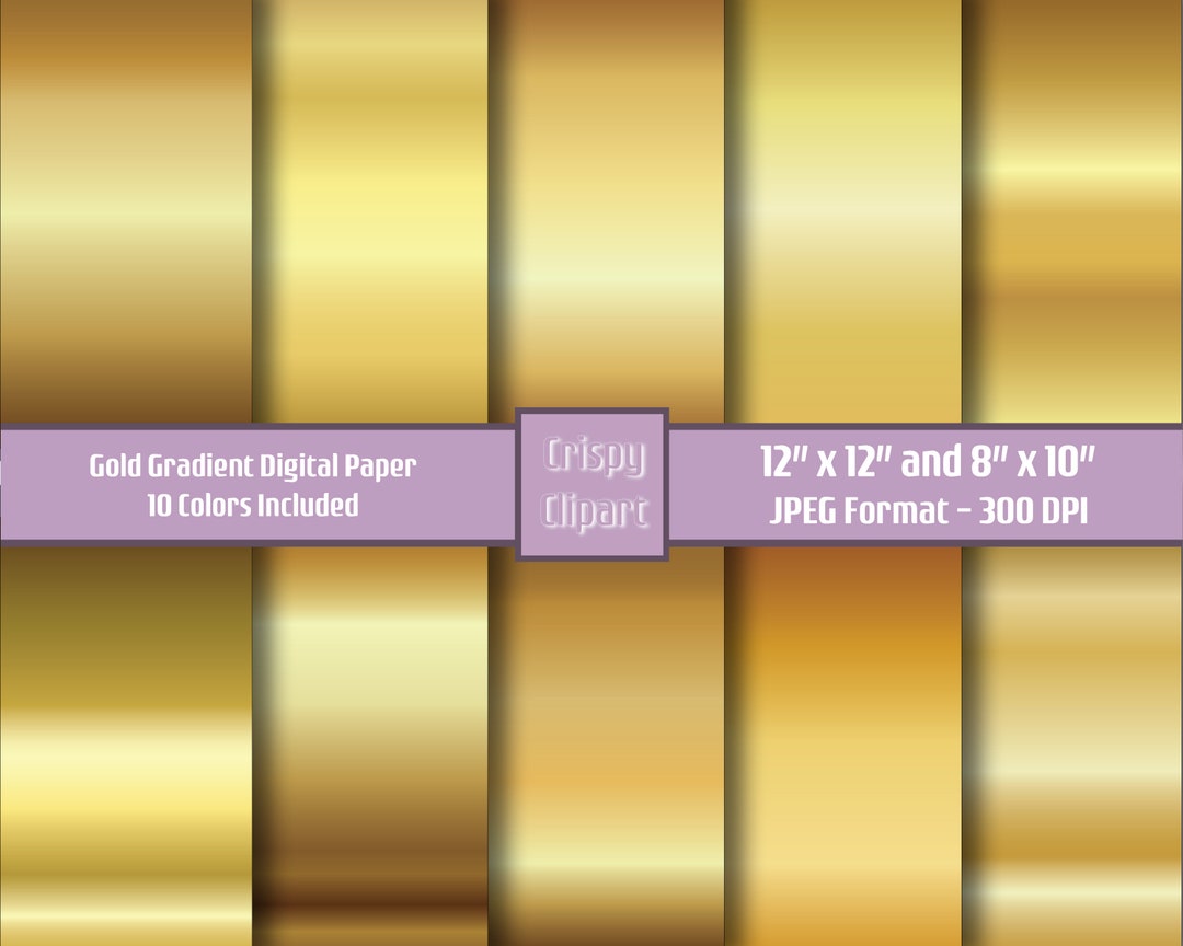 Gold Gradient Digital Scrapbooking Paper Yellow Gold Metallic Gradient ...