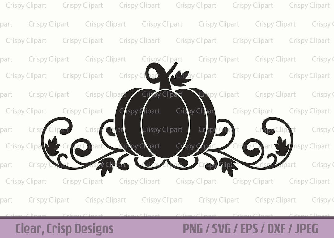 Pumpkin With Vines Silhouette Clipart, Pumpkin Patch SVG Cut File ...