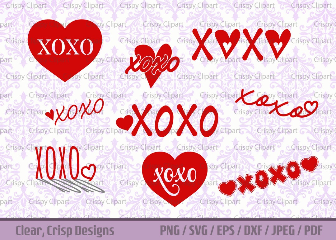 XOXO SVG Cut File, Heart Kisses and Hugs Symbol Vector Art, Valentine's ...