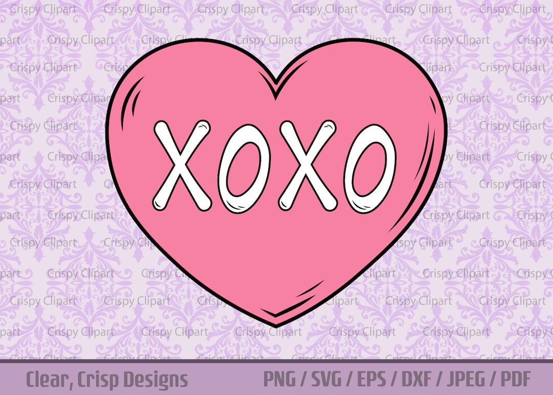 XOXO Comic Cartoon Style Clipart Pink Heart Kisses and Hugs Symbol ...