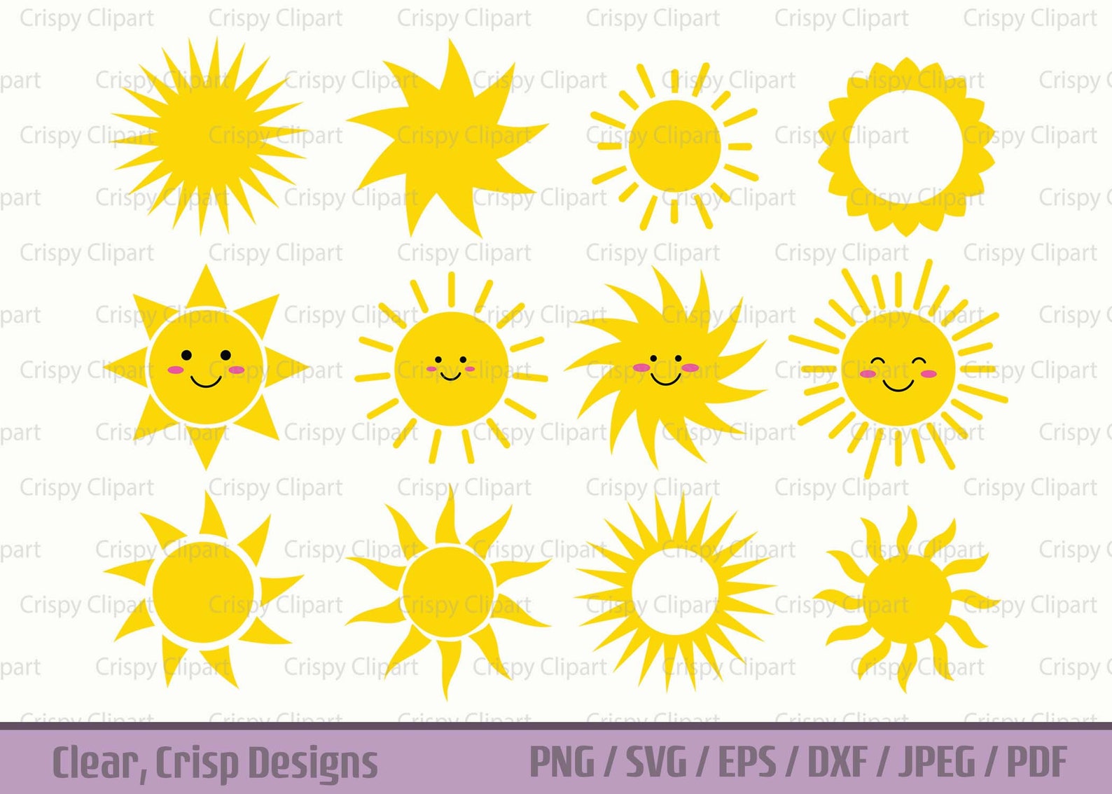 Sun SVG Bundle Cute Sun Clipart Happy Summer Sunshine Cut - Etsy Canada