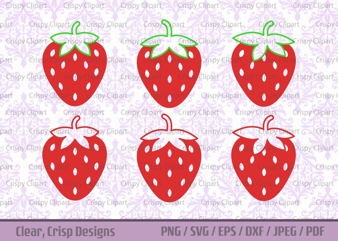 Strawberry SVG Vector Art, Juicy Summer Fruit Cut File, Red ...