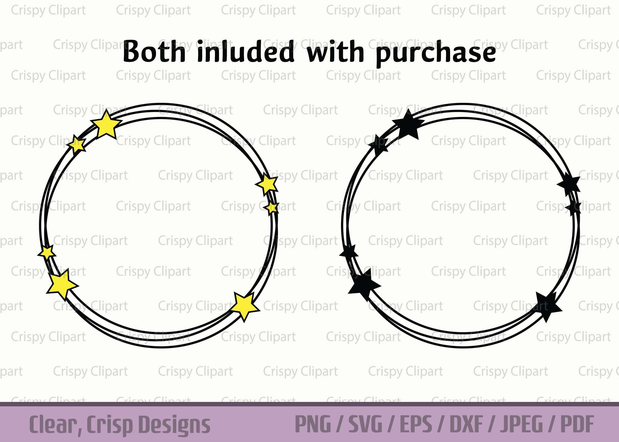Star Frame SVG Circle Star Border Clipart Three Circle Frame - Etsy