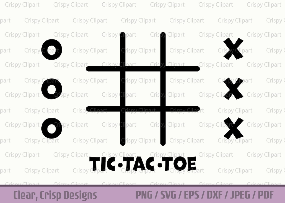 Tic Tac Toe SVG Cut File, X's and O's Game Board Customizable Clipart ...