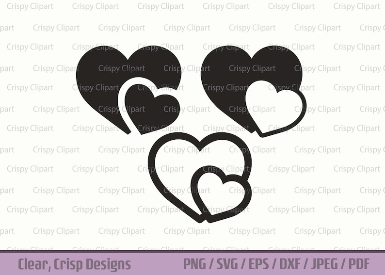 Heart Bundle SVG Heart Outline Clipart Double Heart - Etsy