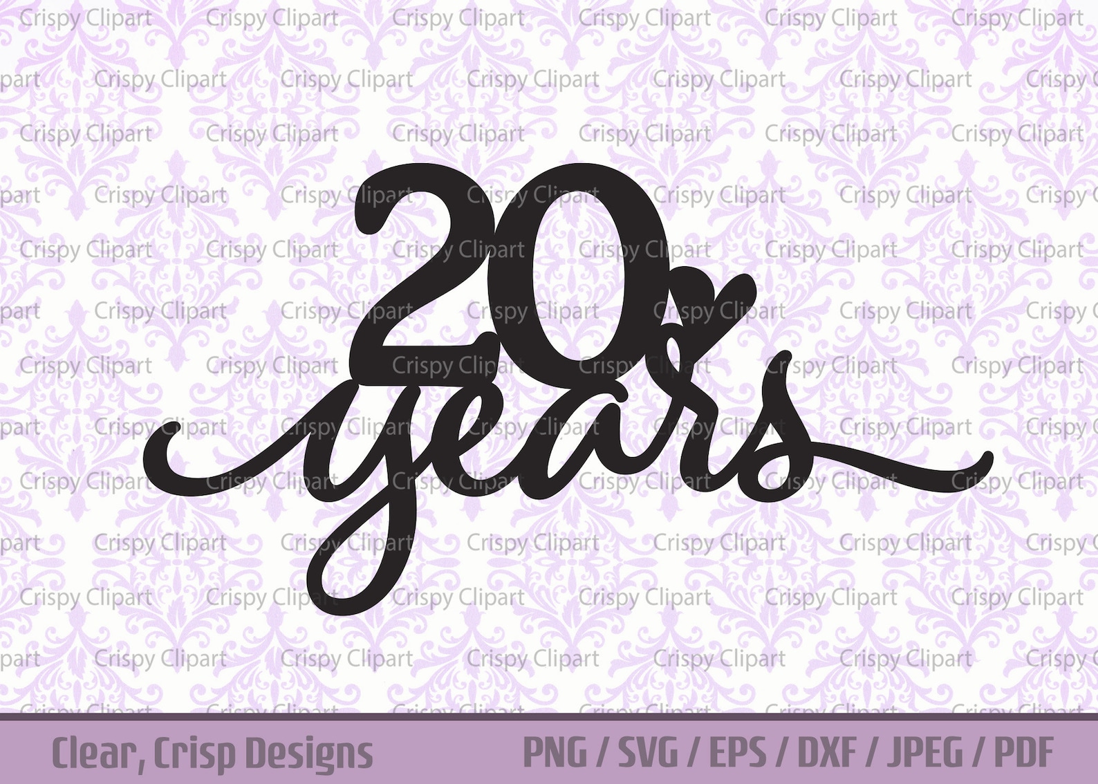 20 Years SVG, China Anniversary Clipart 20 Years Together Cut File ...
