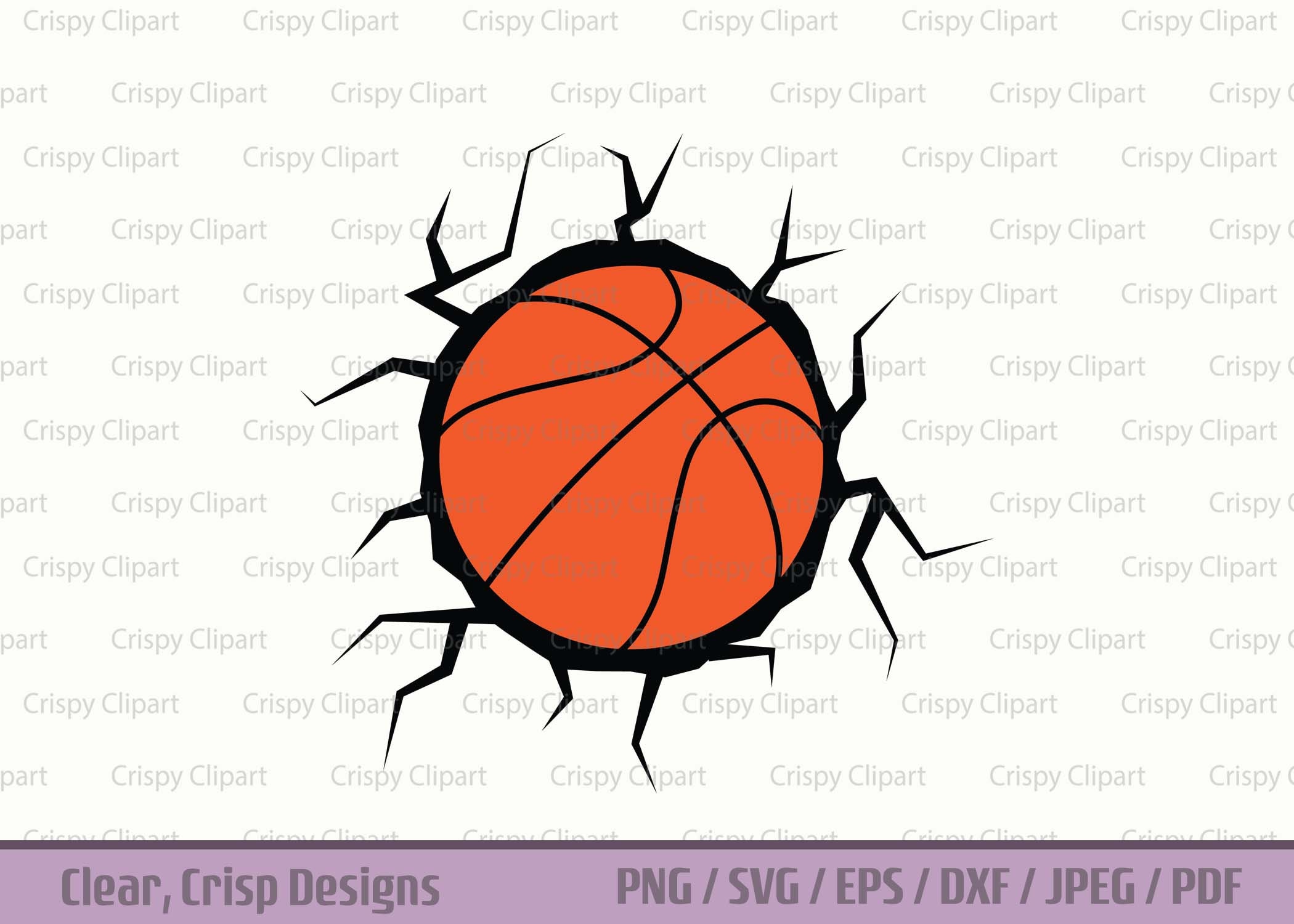 Basketball Clipart, Basketball in the Wall SVG, Sports Ball Vector Art ...