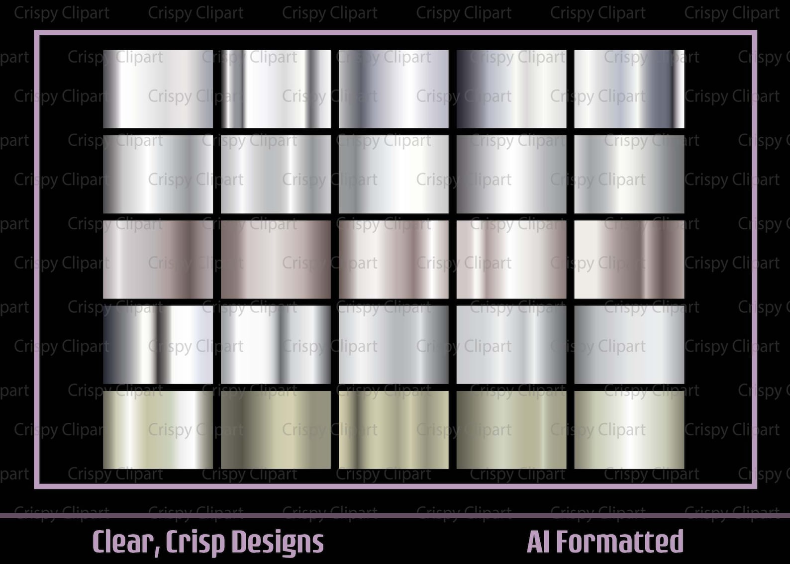 Silver Gradient Ai Formatted for Adobe Illustrator Chrome Metallic ...