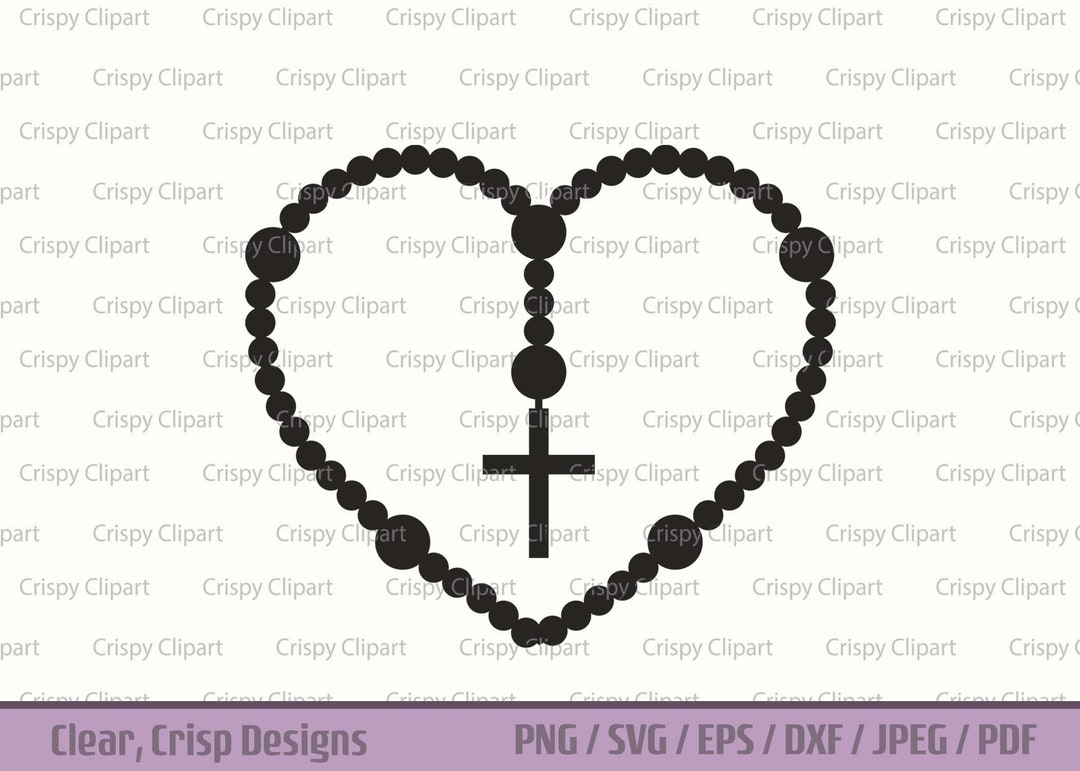 Rosary Beads SVG, Heart Shaped Rosary Silhouette Layered Cut File, Holy ...