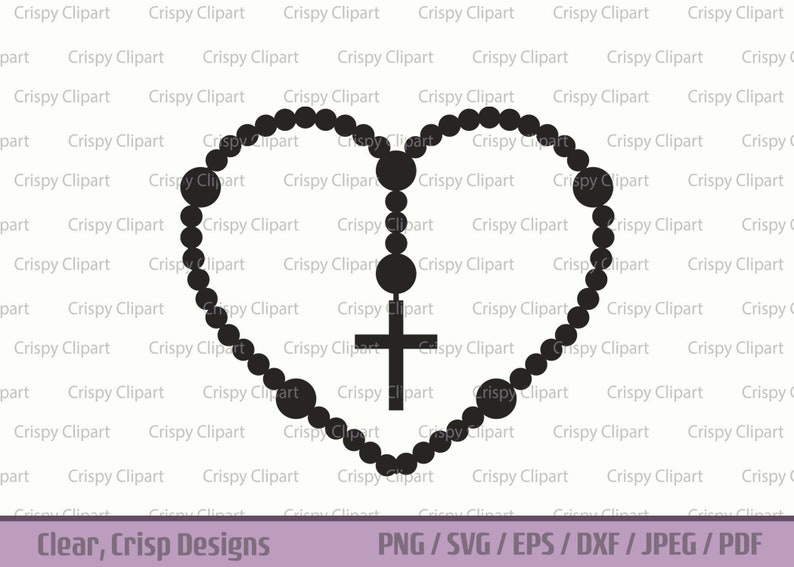 Rosary Beads SVG, Heart Shaped Rosary Silhouette Layered Cut File, Holy ...