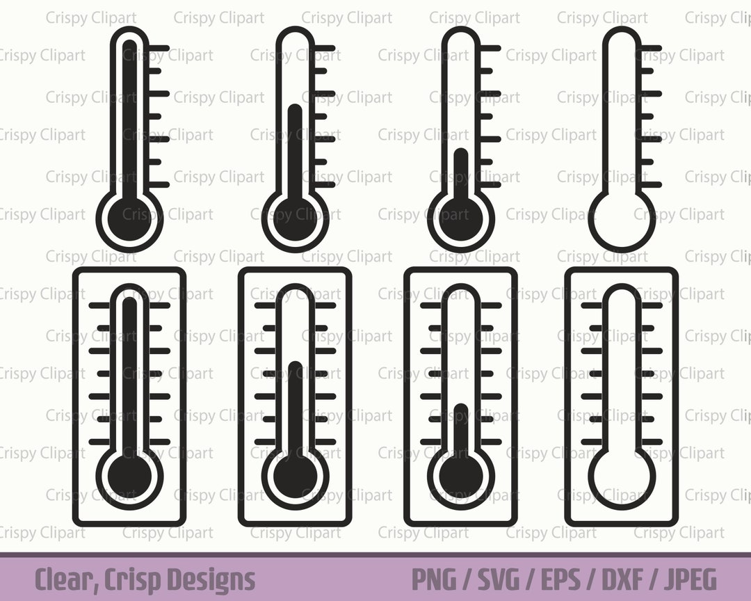 Thermometer Clipart, Weather Thermometer Silhouette Cut File ...