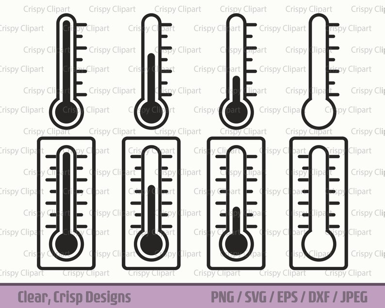 Thermometer Clipart, Weather Thermometer Silhouette Cut File ...